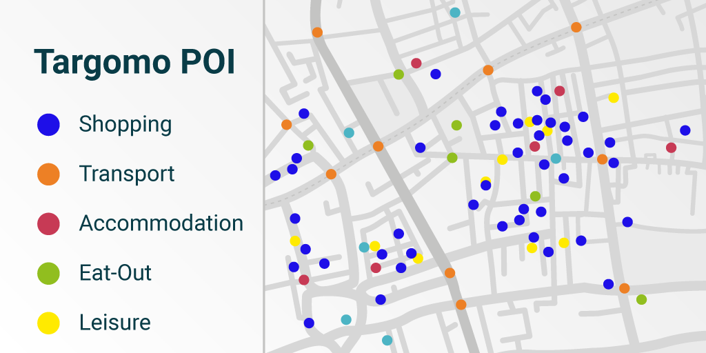 Visualize points of interest (POIs) on a map, build it with our API - Targomo
